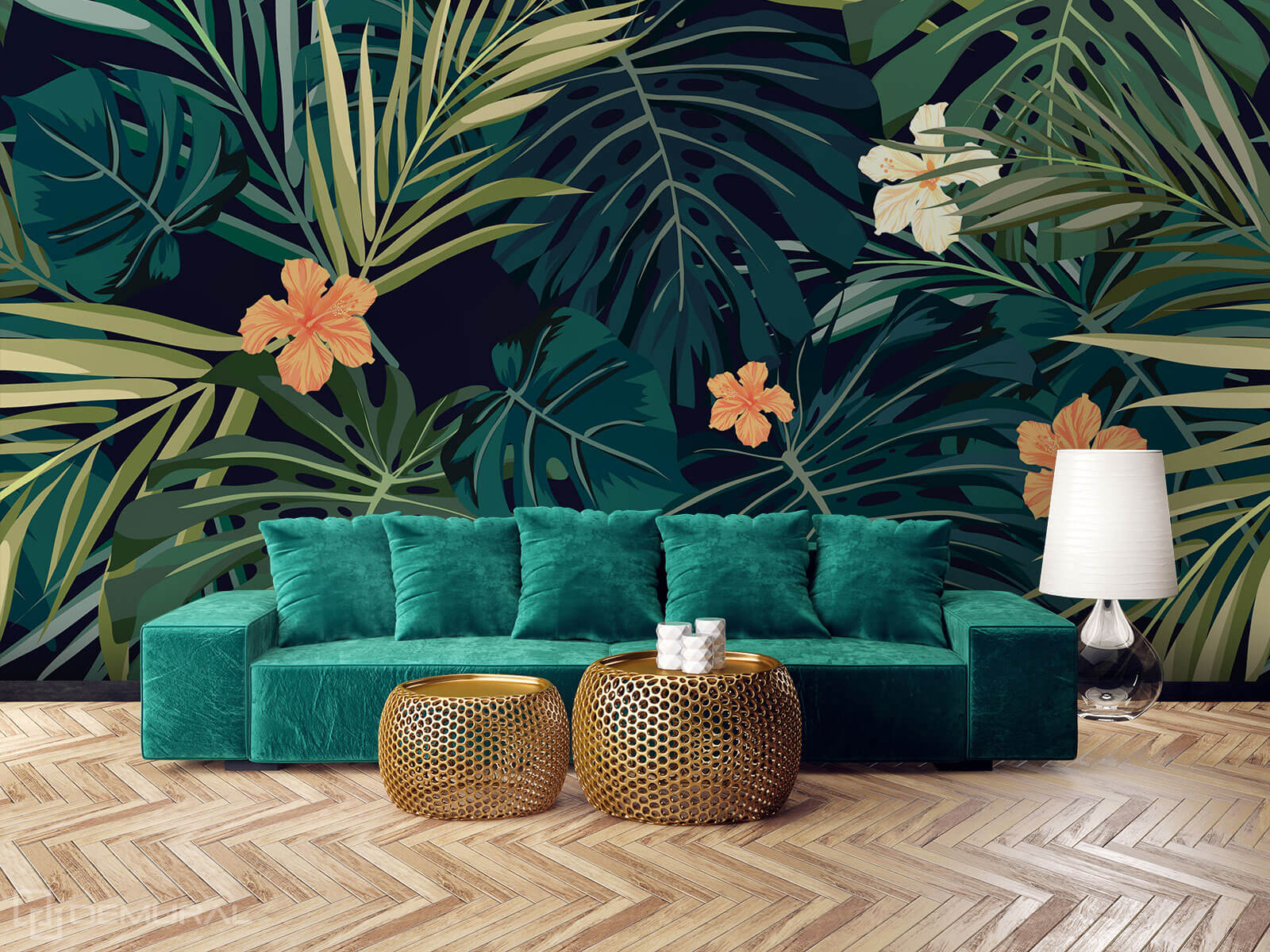 Decoration with a theme of tropical leaves - Demural blog - Wall Murals ...